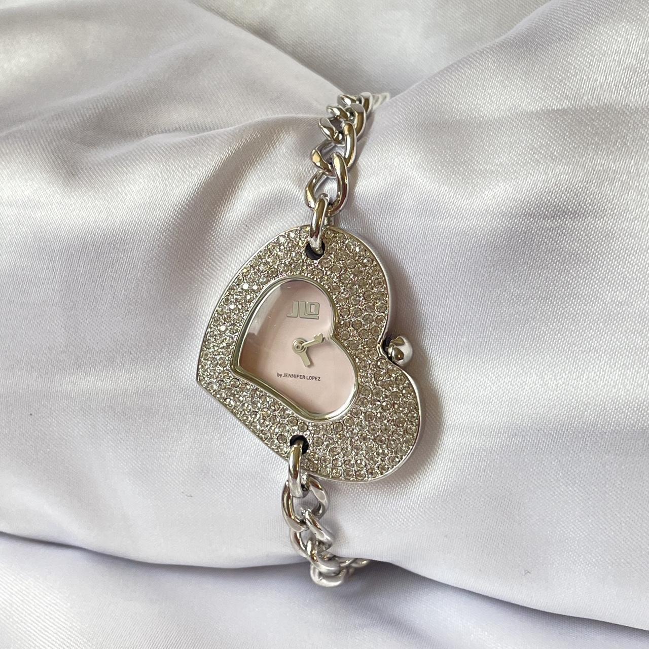 Y2K Rhinestone Heart Watch • • new battery, runs... - Depop