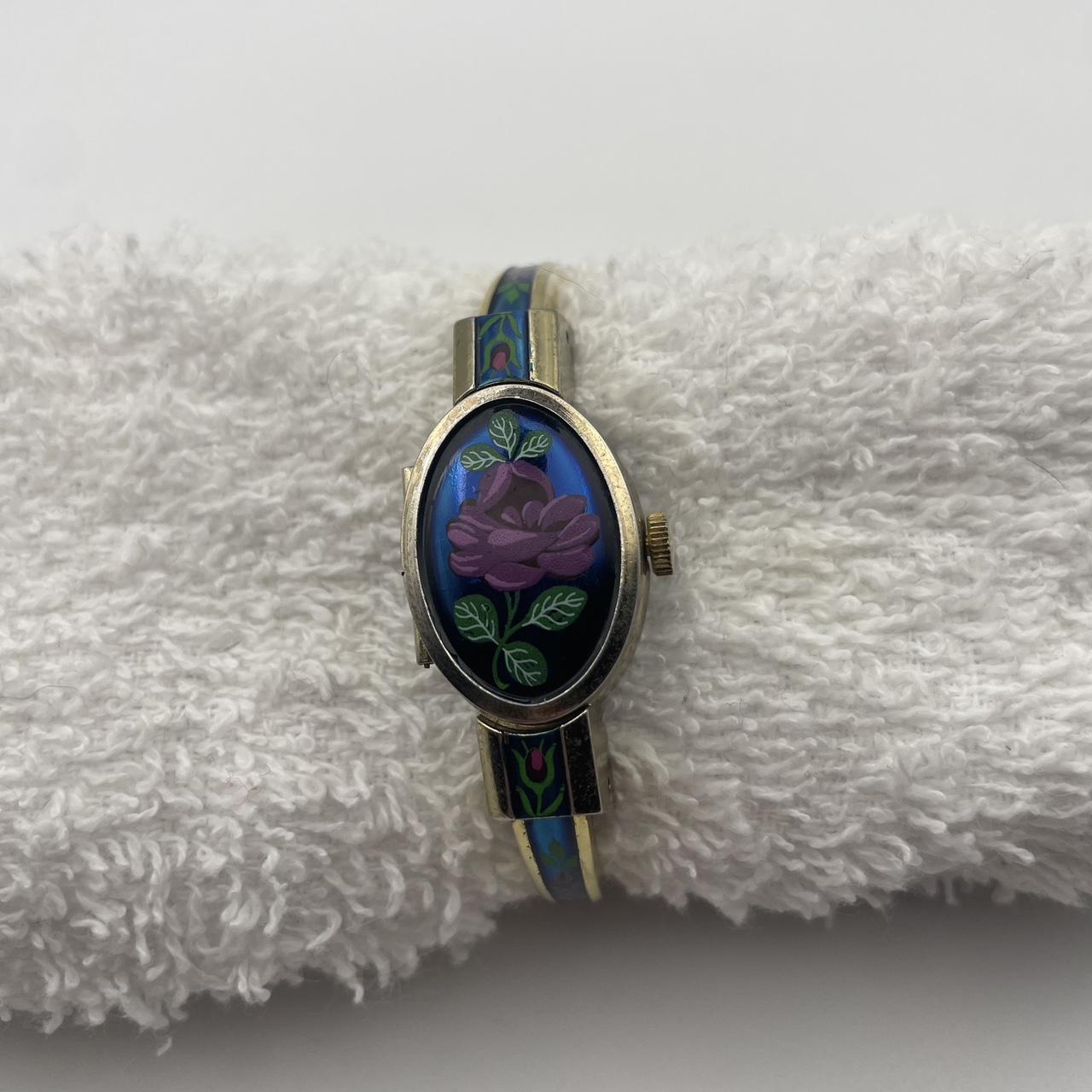 Vintage Swiss Hidden Face Watch • • navy blue... | Depop