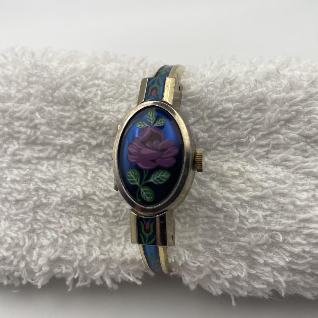 Vintage Swiss Hidden Face Watch • • navy blue... | Depop