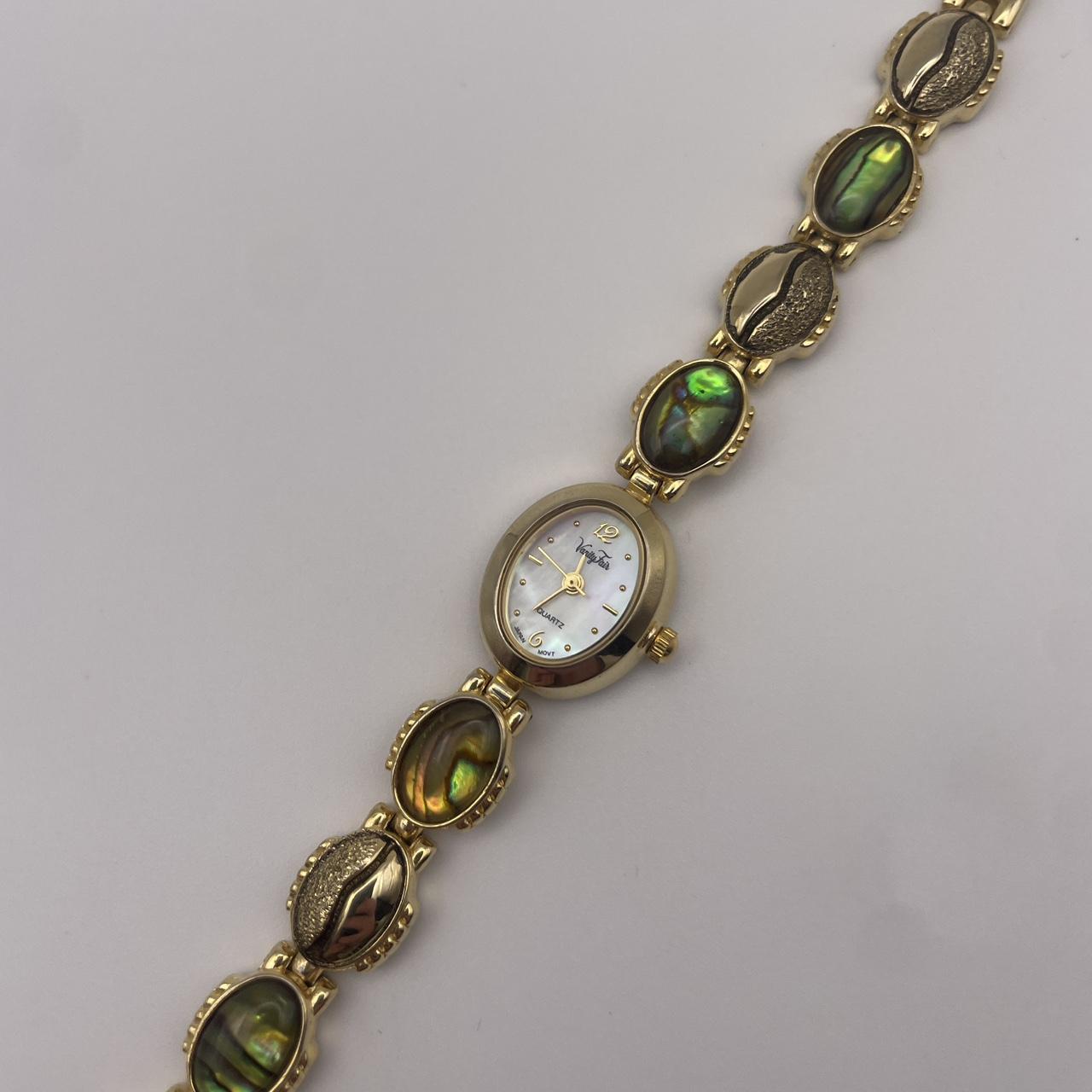 Vintage Resin Abalone Watch • • gold toned piece... | Depop