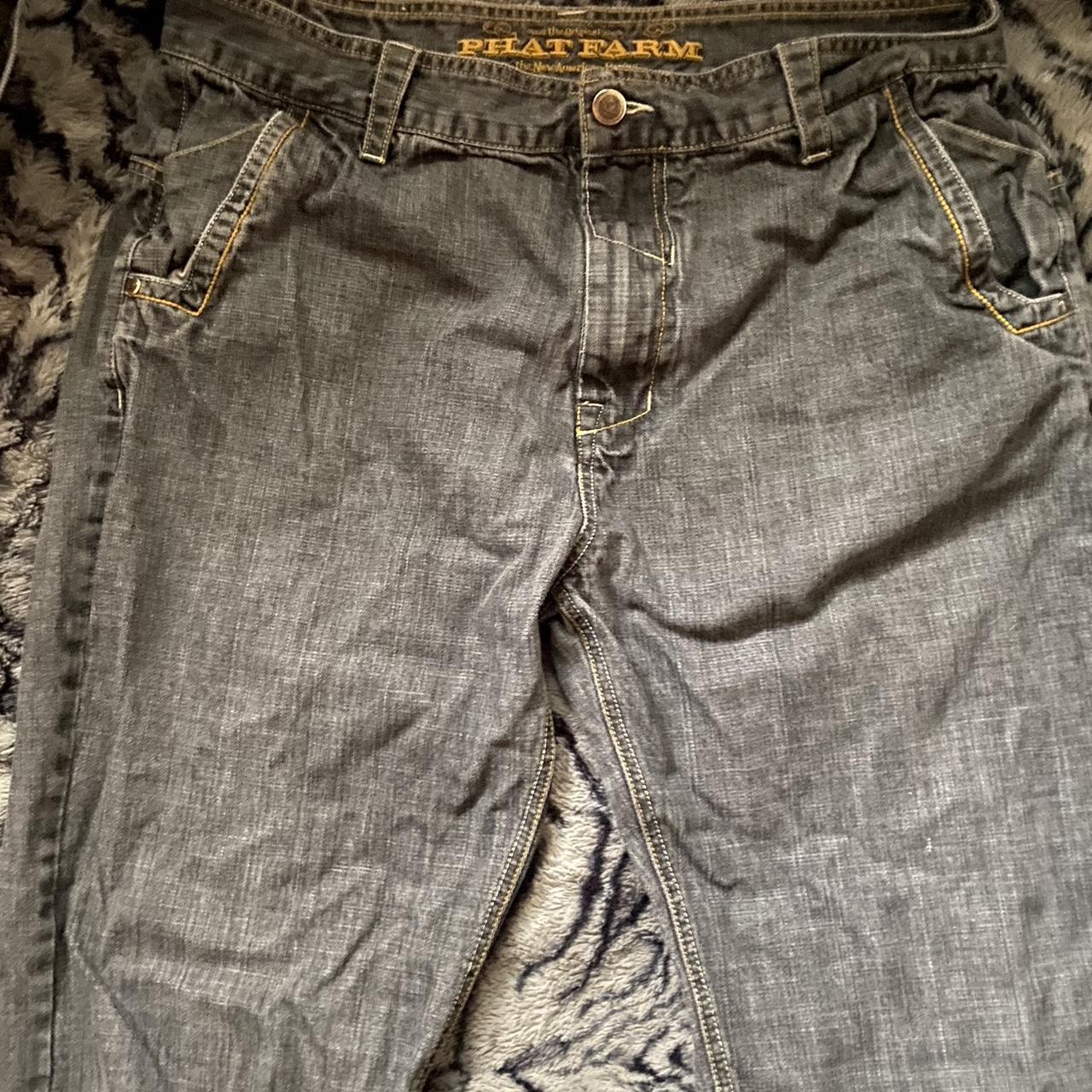 Y2k Phat Farm jeans with a unique back pocket design... - Depop