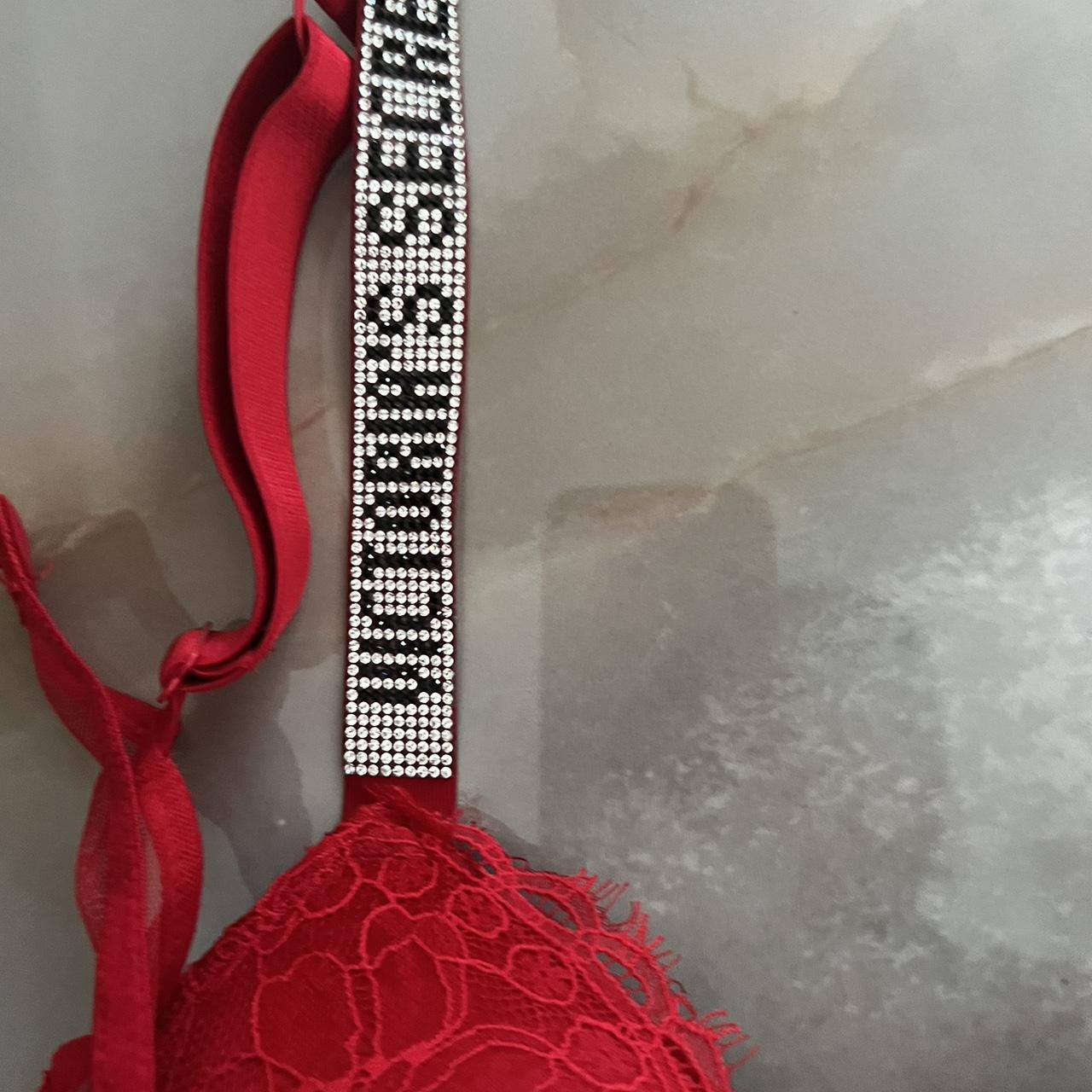 Victoria Secret Red padded glitter push up bra, size... - Depop