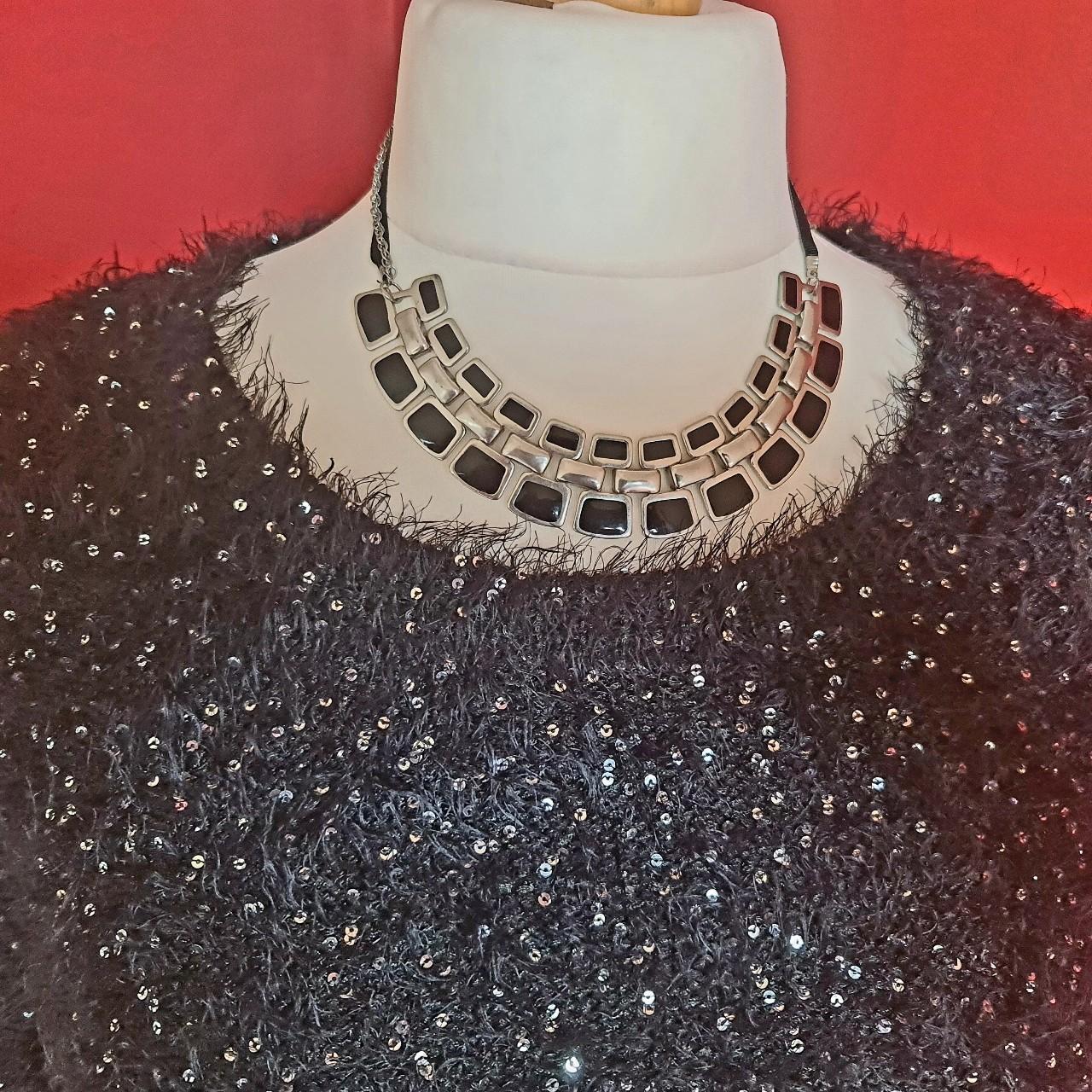 Women's Black and Silver Jumper | Depop