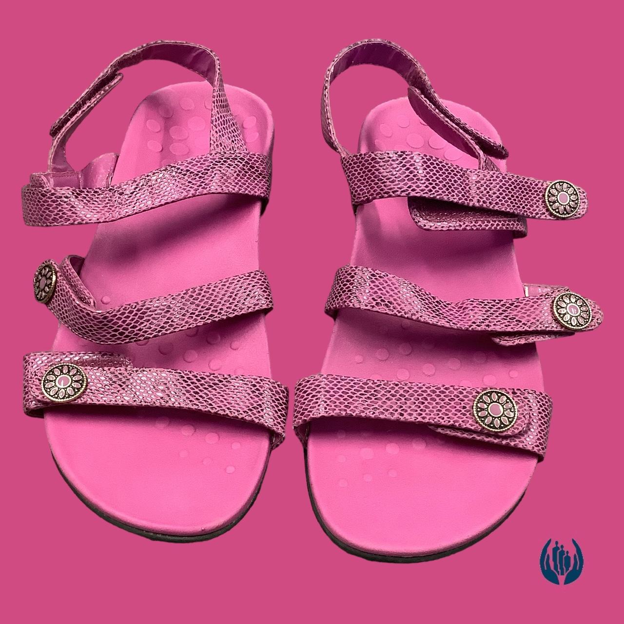Vionic hot pink velcro sandals. Super comfy sole.... - Depop