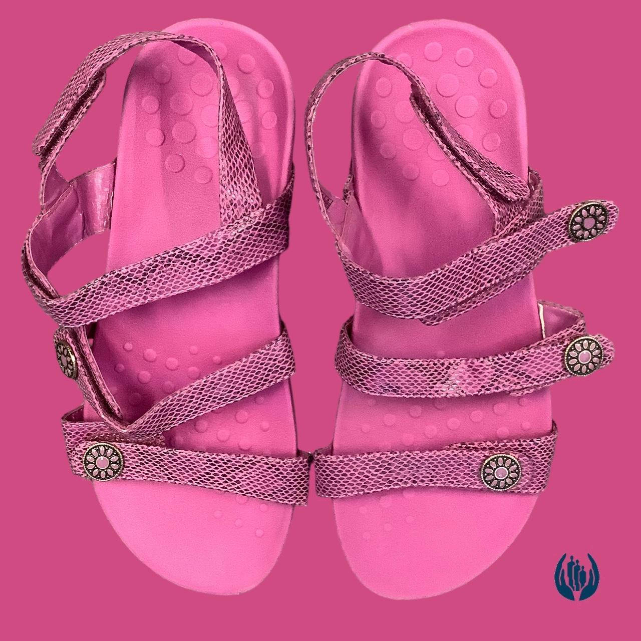 Vionic hot pink velcro sandals. Super comfy sole.... - Depop