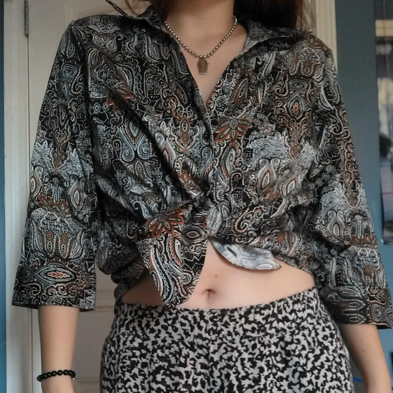 2000s 212 brand hippie paisley button up blouse.... - Depop