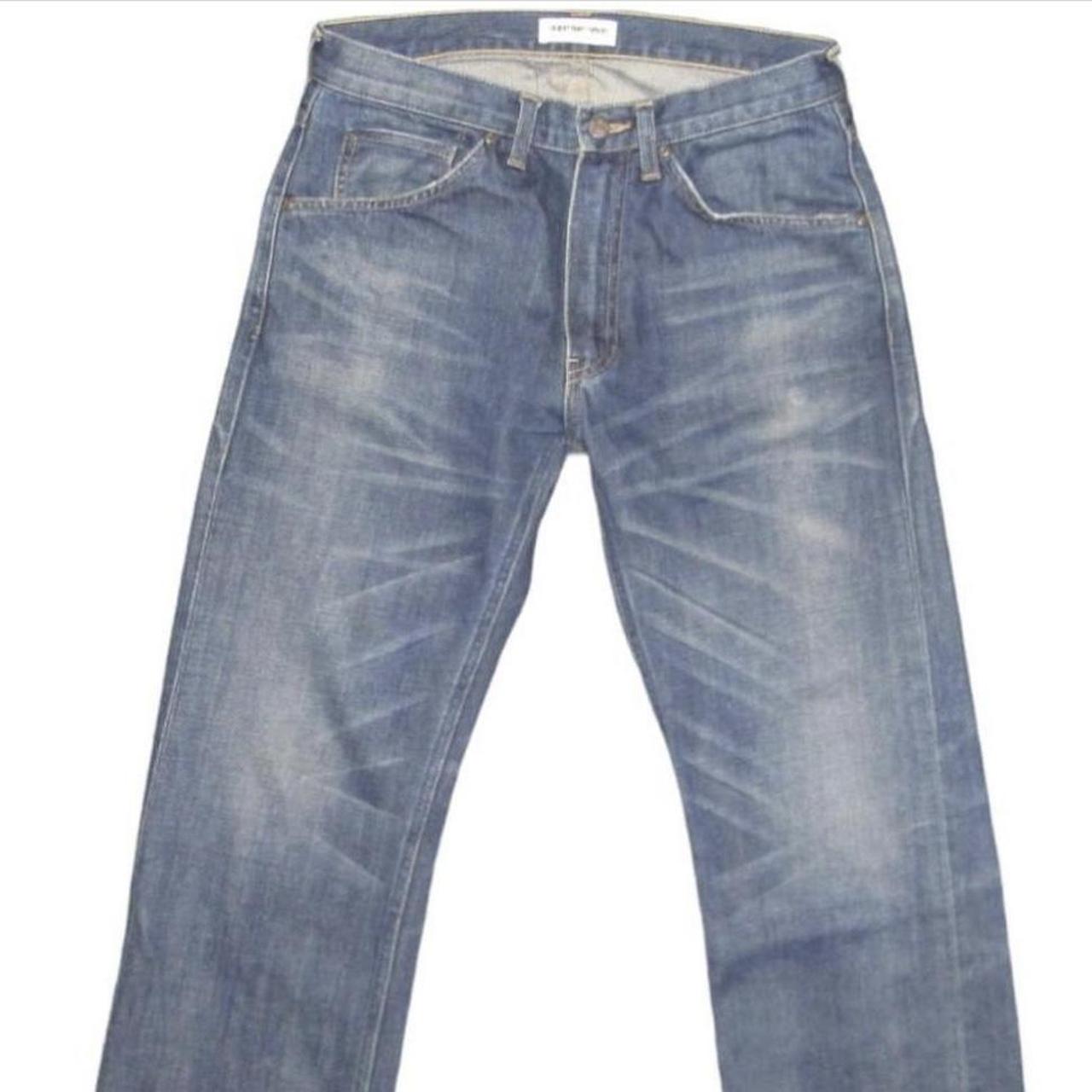 Dark Denim Embroided Bape Jeans - Depop