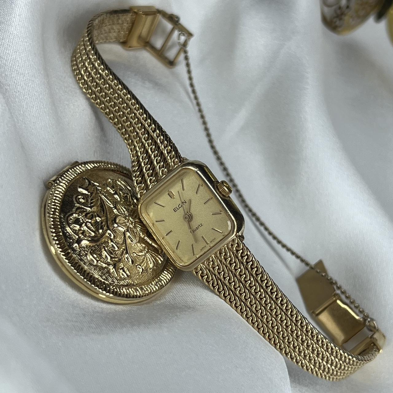 Vintage Dainty Elgin Gold Tone Women Quartz Watch... - Depop