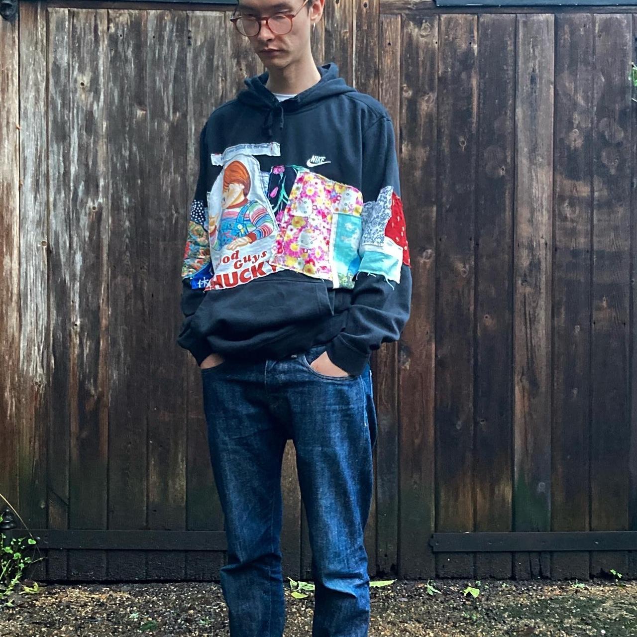 Patched rework Nike hoodie - Depop