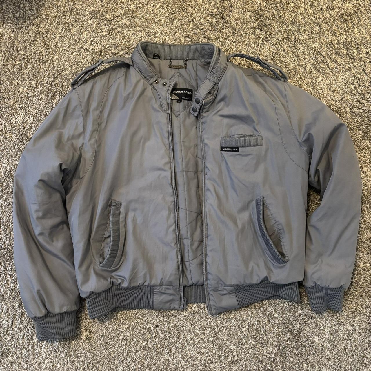 Size 40 - Gray/Blue Members Only Bomber - Depop