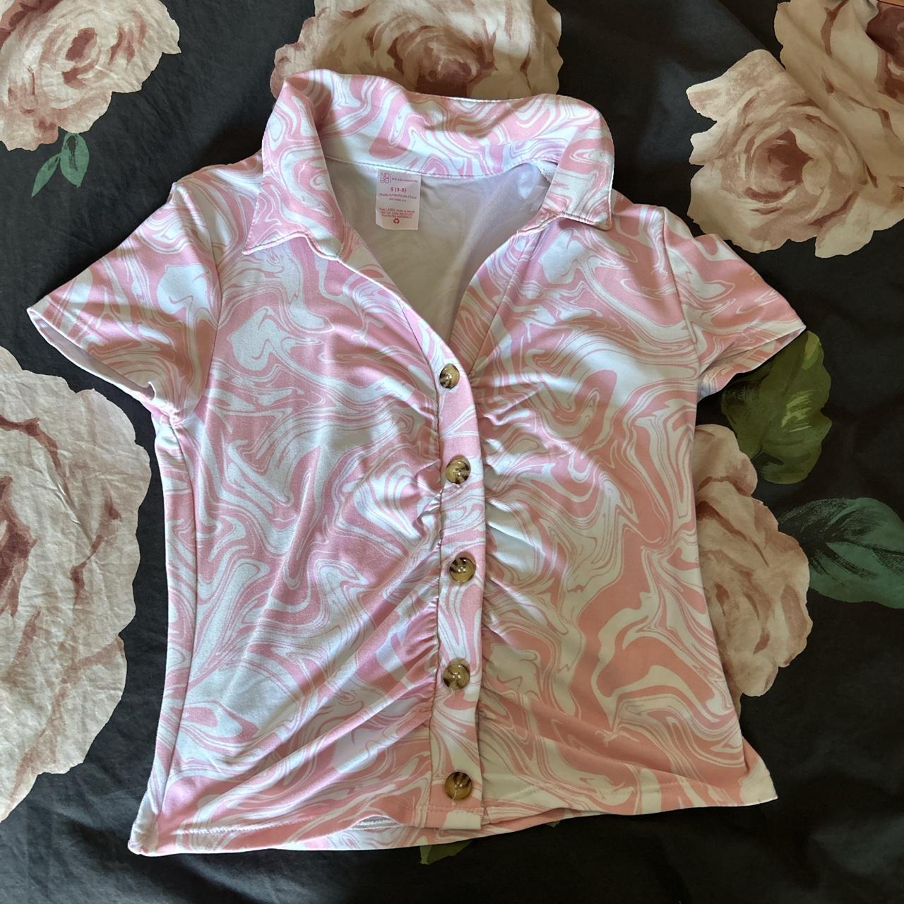Walmart Women's Pink and White Crop-top | Depop