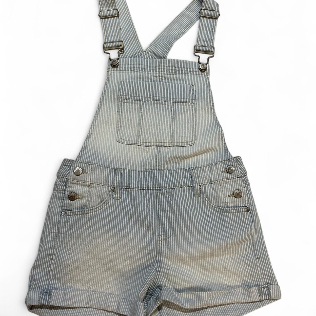 Blue & white striped denim overalls | Depop