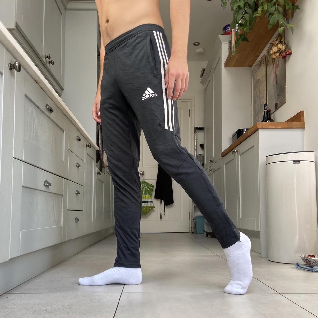 Grey Adidas Joggers with adjustable drawstring waist... - Depop