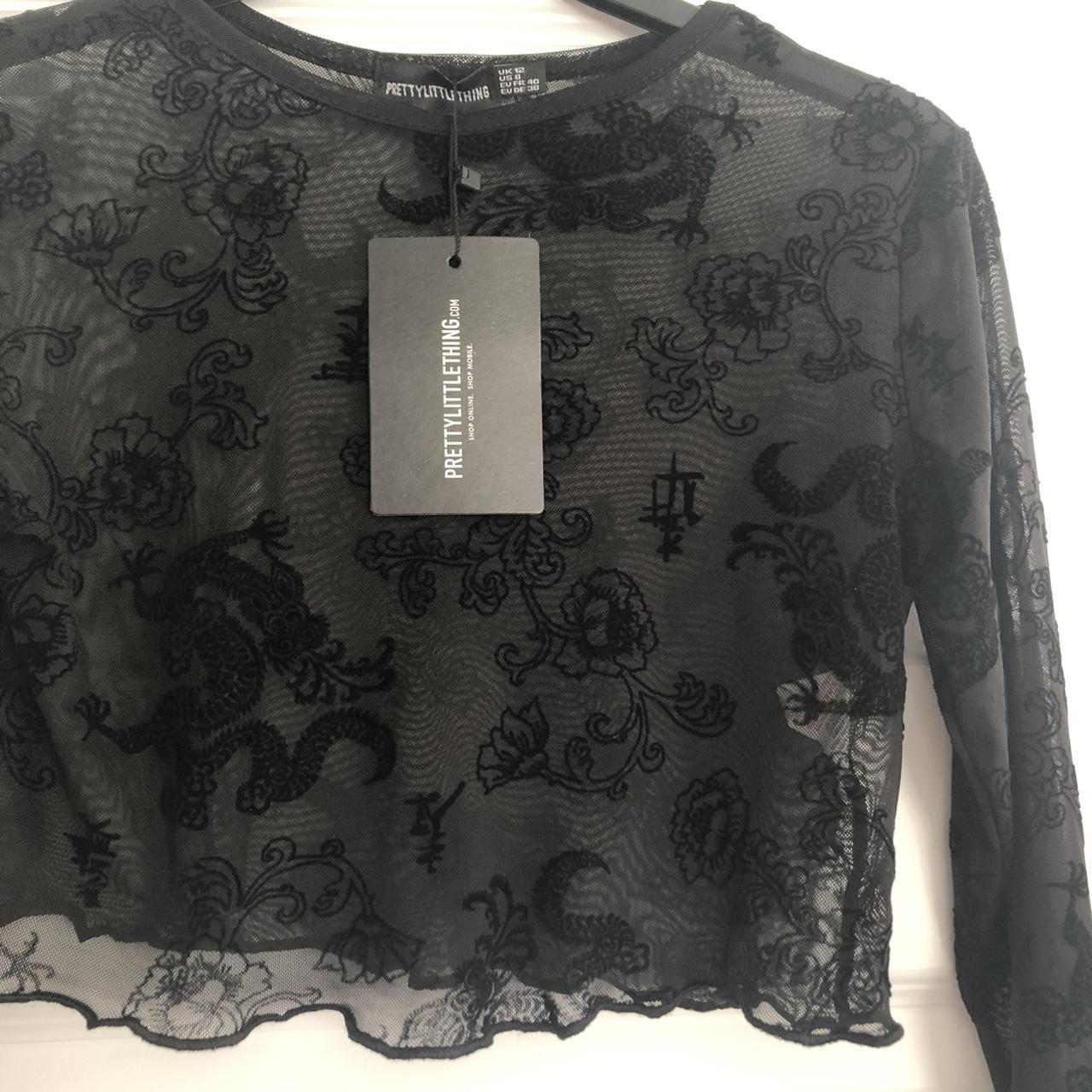 🐉 PRETTY LITTLE THING 🐉 Black mesh dragon top by... - Depop
