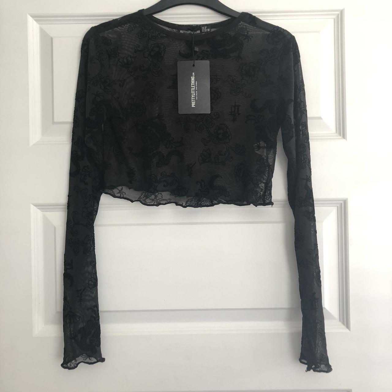 🐉 PRETTY LITTLE THING 🐉 Black mesh dragon top by... - Depop