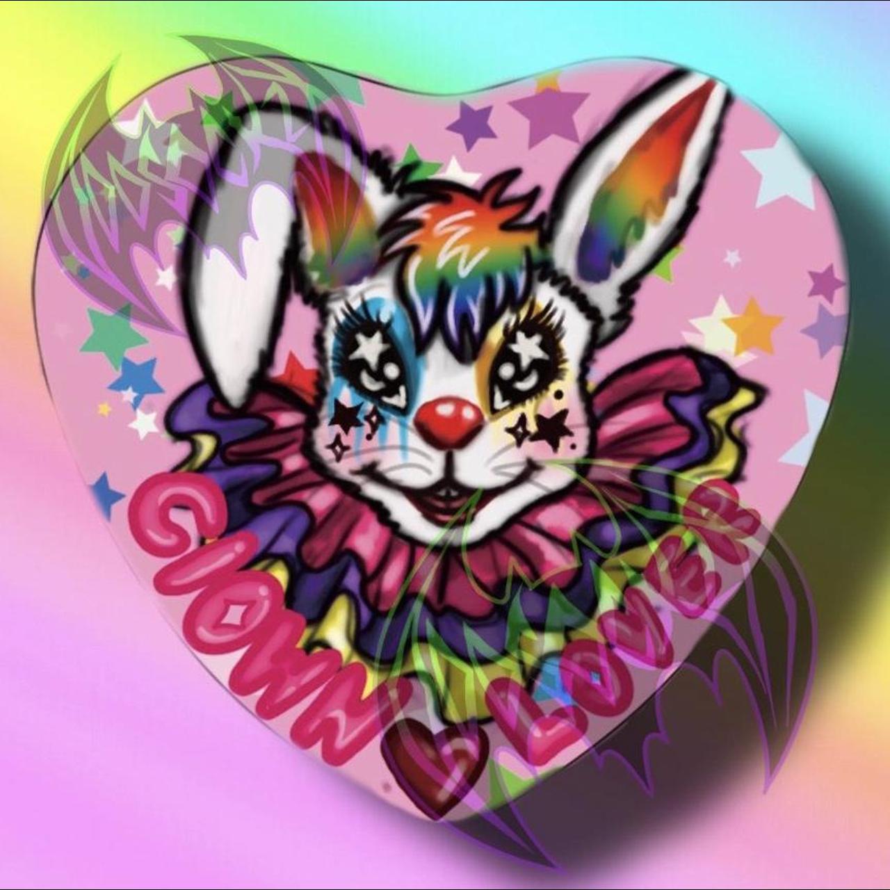 Clown Lover- Clown Bunny Holographic Sparkly Heart... - Depop