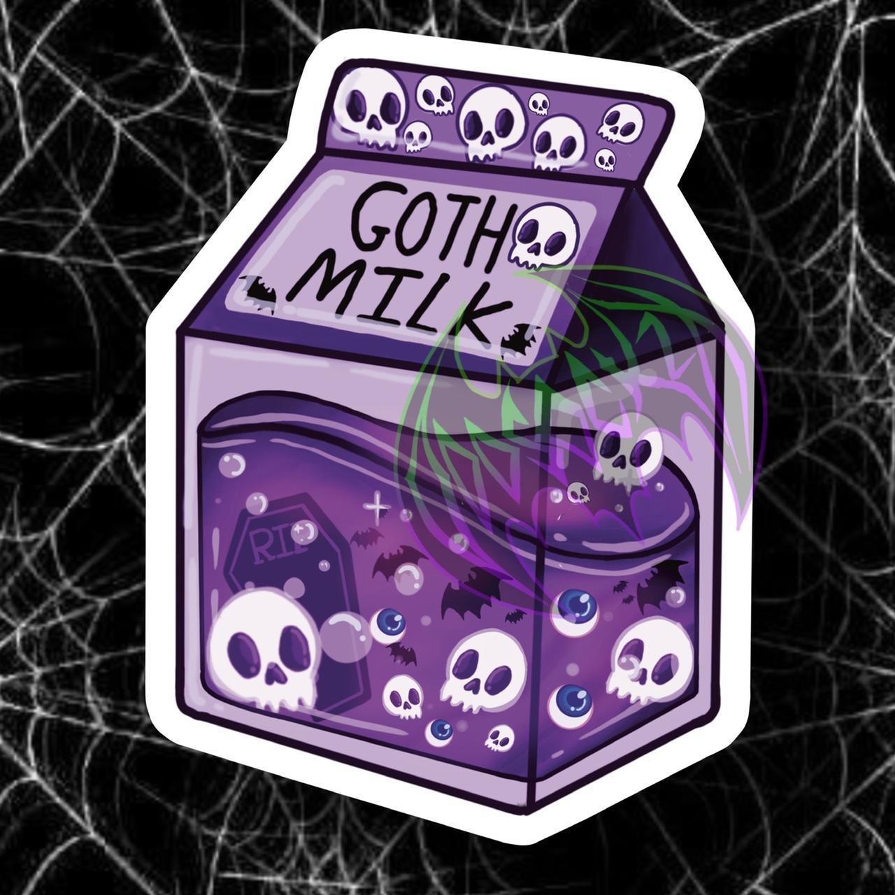 ☠️🖤Goth Milk Vinyl Sticker🖤☠️ Item info: - Handmade... - Depop