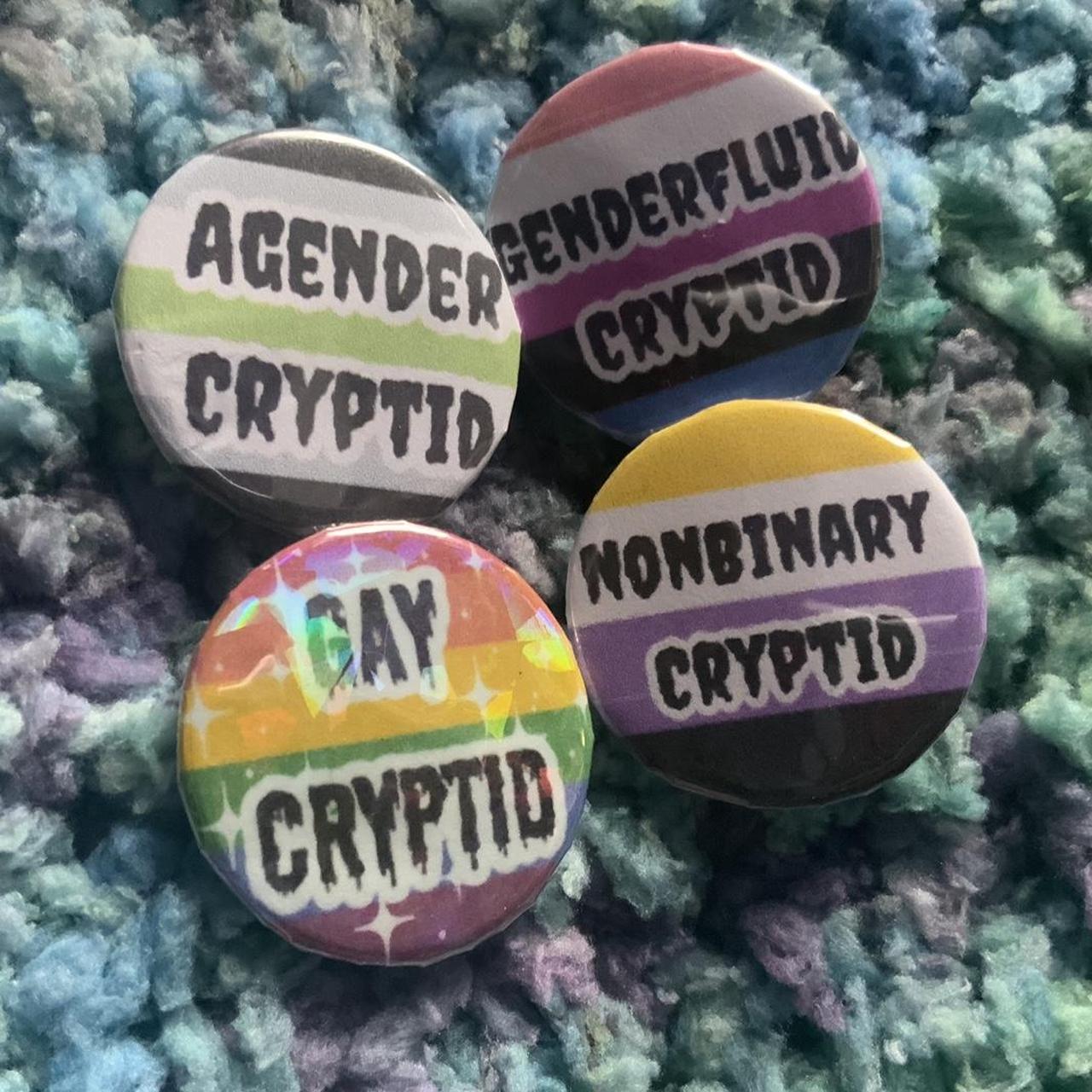 Genderfluid Cryptid Button Badge These badges are... - Depop