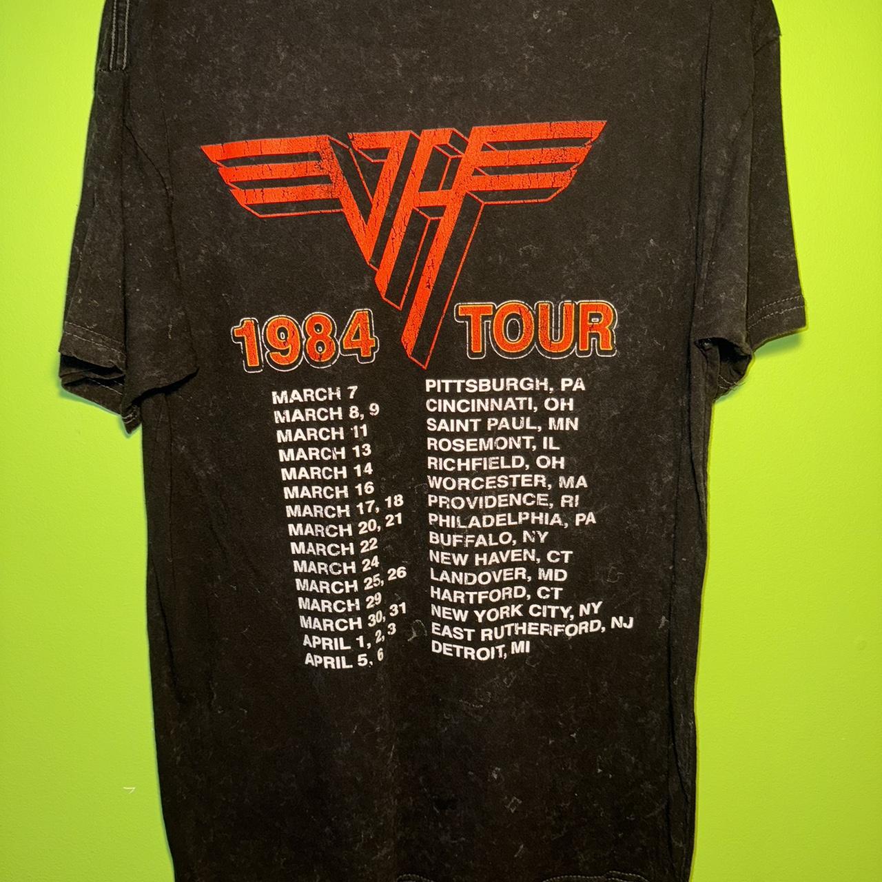 Van Halen 1984 Tour Rock Band Acid Wash T shirt size... - Depop