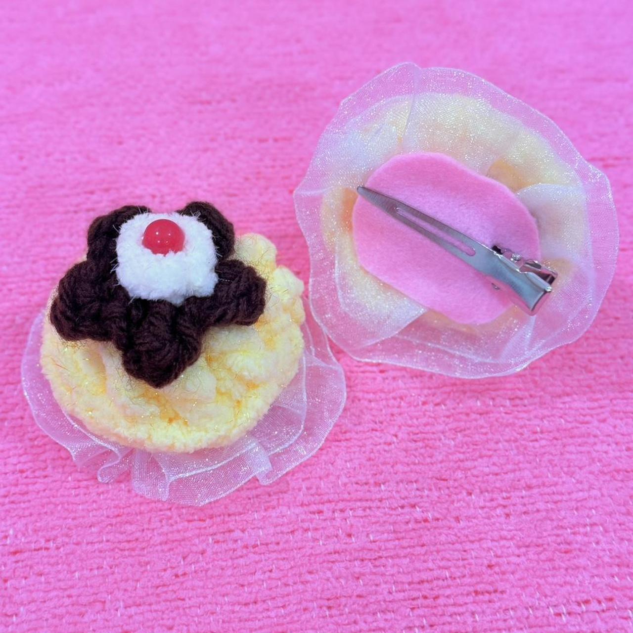 🍮 pudding / flan hair clip 🍒 🎀 handmade crochet 🎀... | Depop