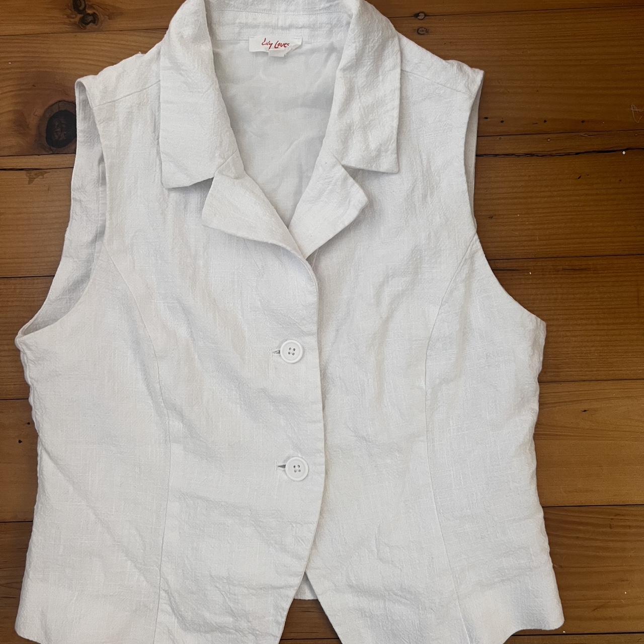 Collared Waistcoat white - Lily Loves Size 10 | Depop