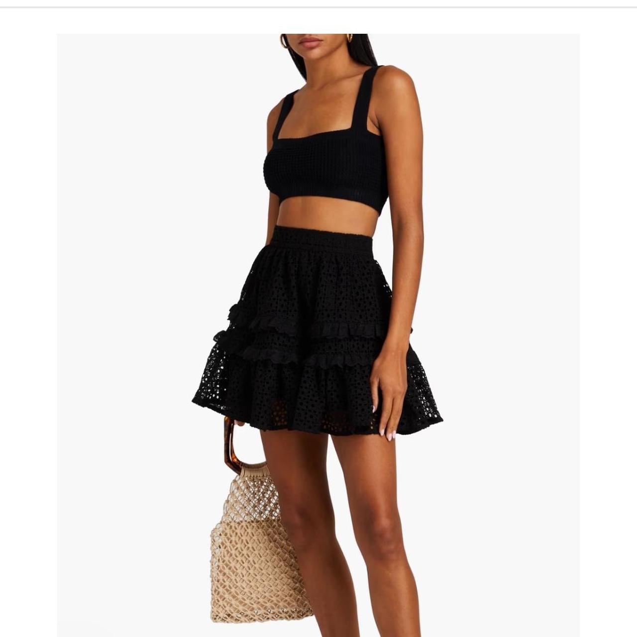 Aje ruffle mini black skirt Never worn, no tags - Depop