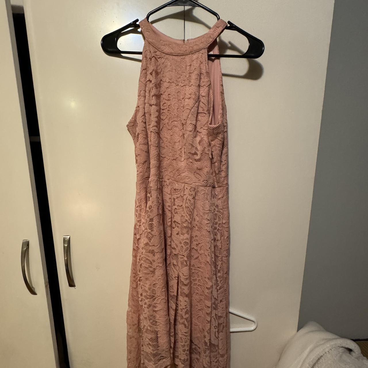 Pink laced formal dress. Only worn once - Depop