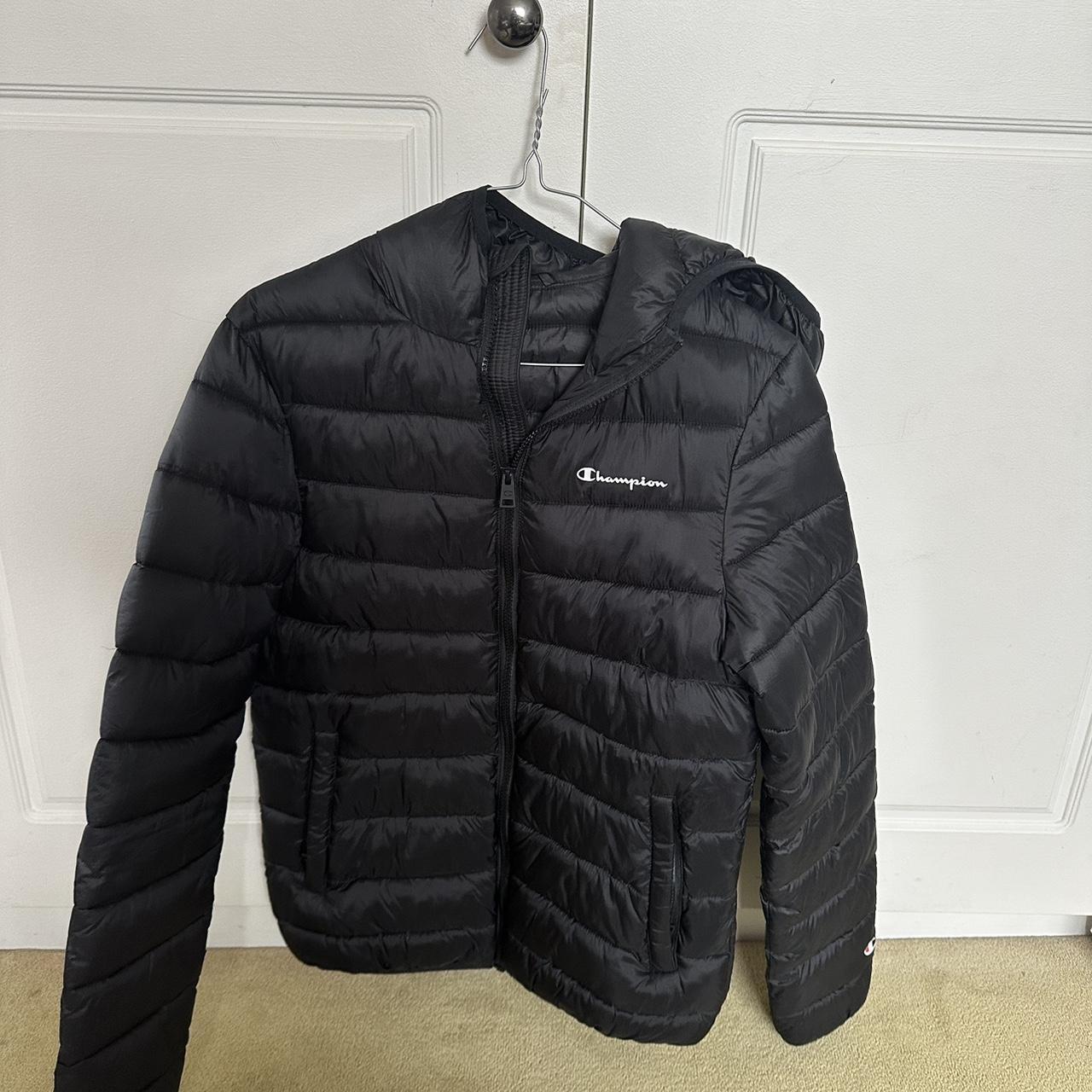 Small black Champion Puffer Jacket - Depop