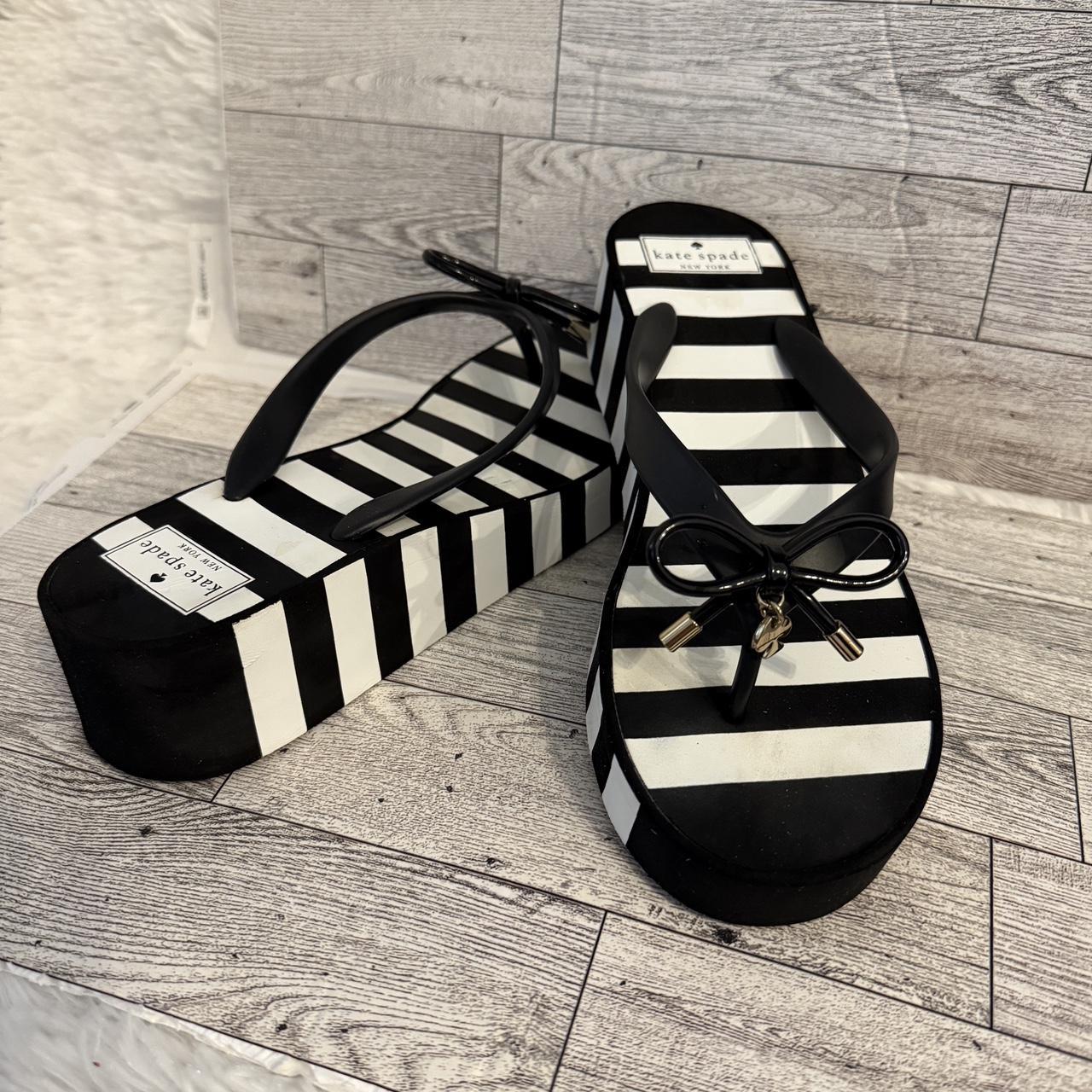 Black and white striped Kate Spade New York platform... | Depop