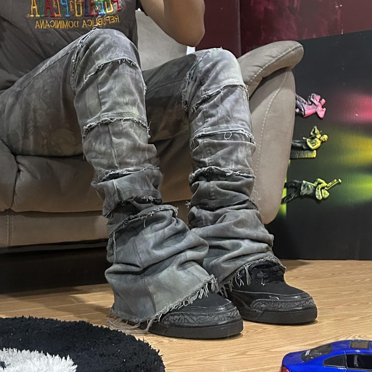 Stacked “Moss Grey” Urban Star Jeans. 32 Waist,... - Depop