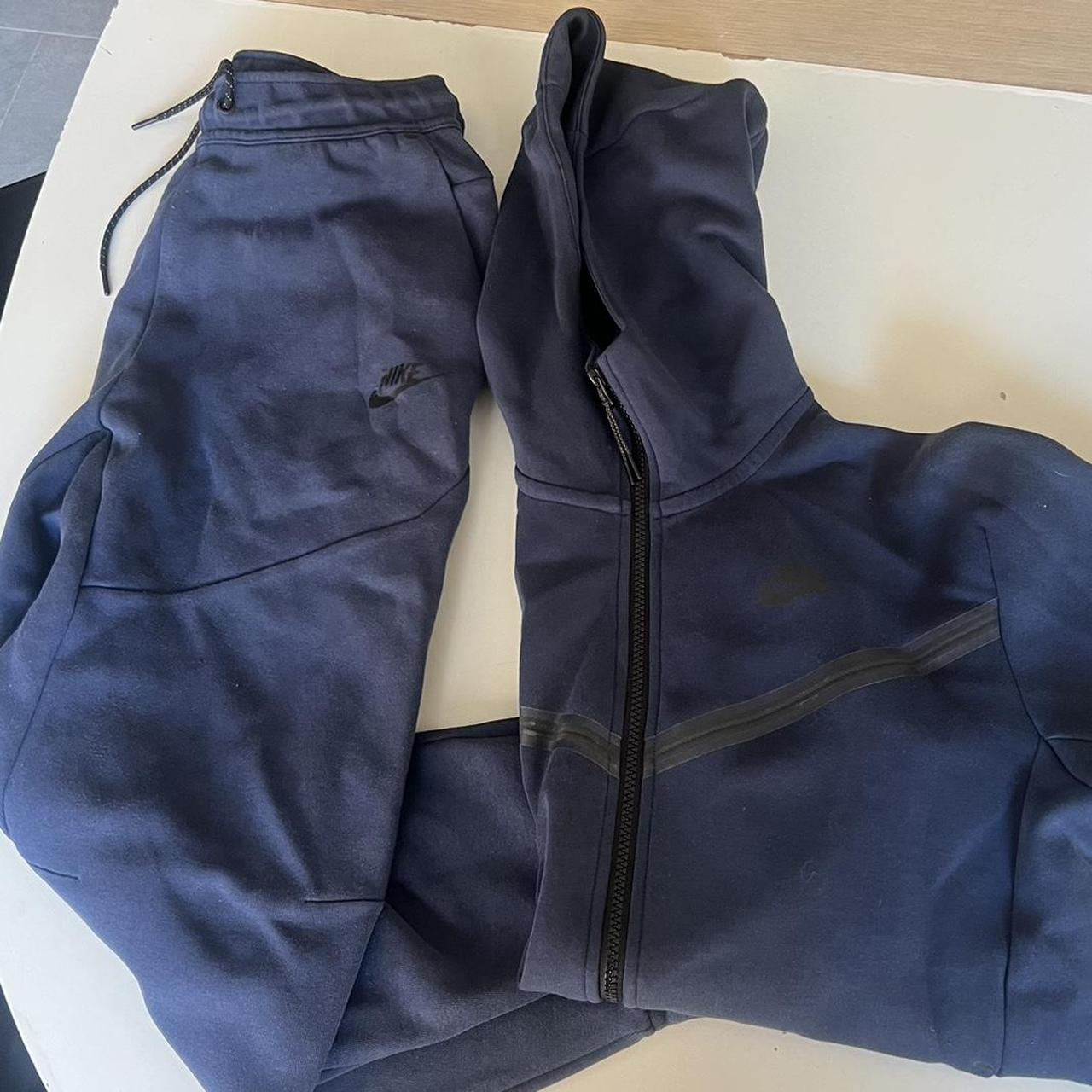 Navy Nike tech fleece tracksuit some stitching on... - Depop