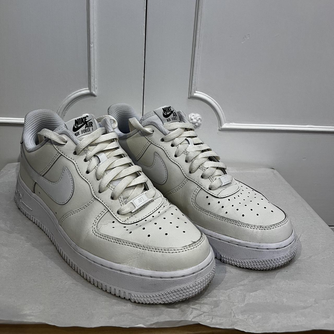 Nike Air Force 1 Cream/White Size 8 - Depop