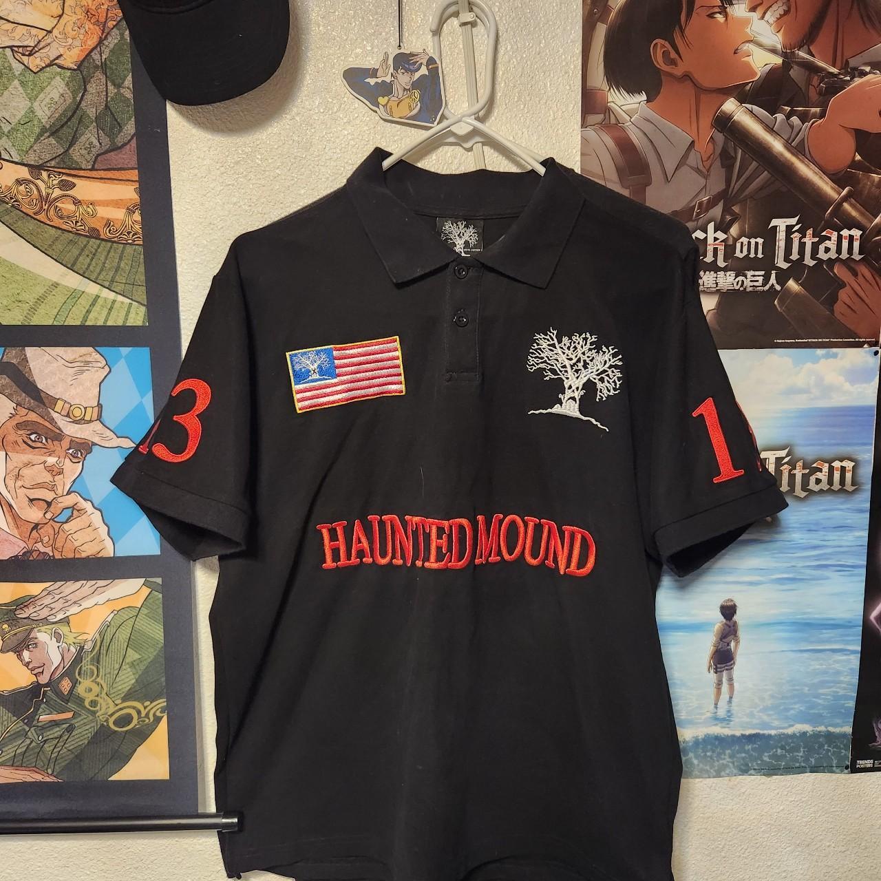 Haunted Mound Black Polo only worn once for... - Depop