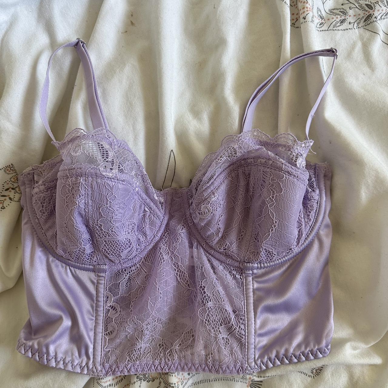 Primark lilac lace corset top. - size 32D. - never... - Depop