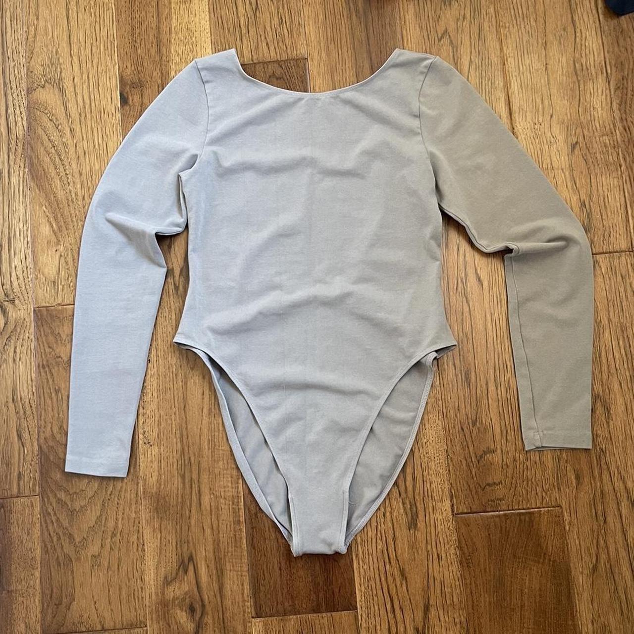 American Apparel Women's Grey Bodysuit | Depop