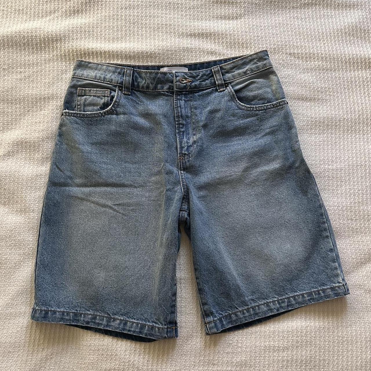 supre blue denim jorts worn once, size women's 10 - Depop