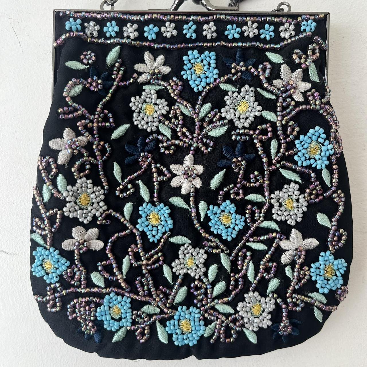 Vintage Mini Beaded Purse Bag Floral Embroidery and... | Depop