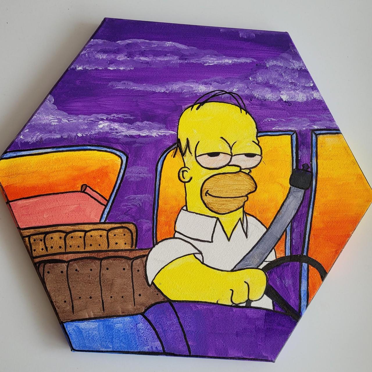 simpsons character homer simpson canvas painting... - Depop