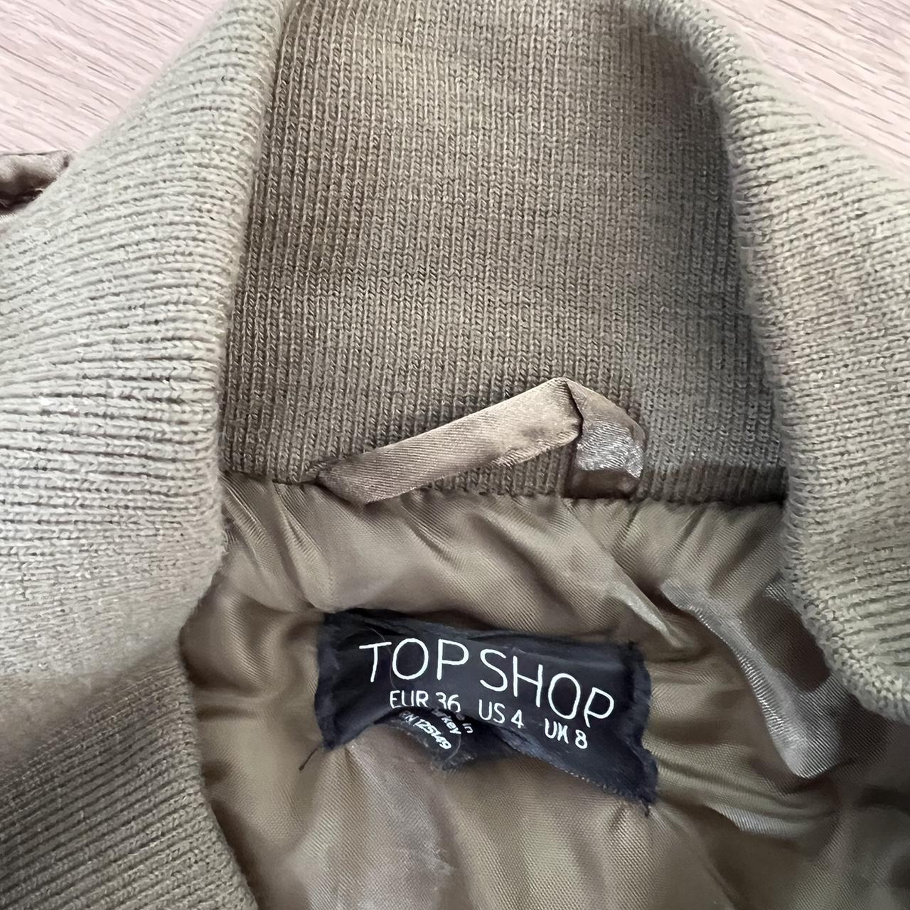 Topshop Satin Bomber Jacket - Khaki size 8. Couple... - Depop