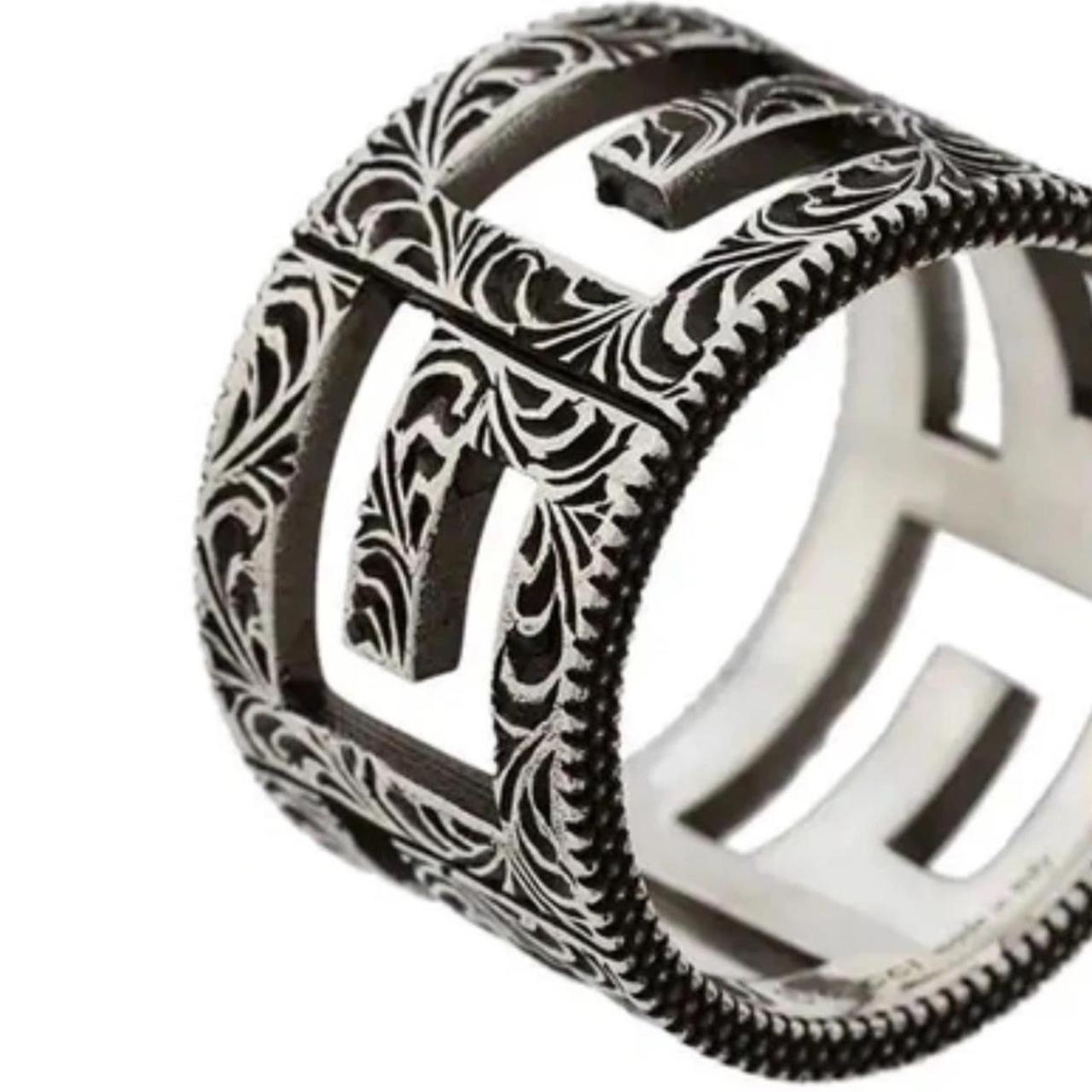 Authentic Gucci G Cube Aged Sterling Silver Band... | Depop