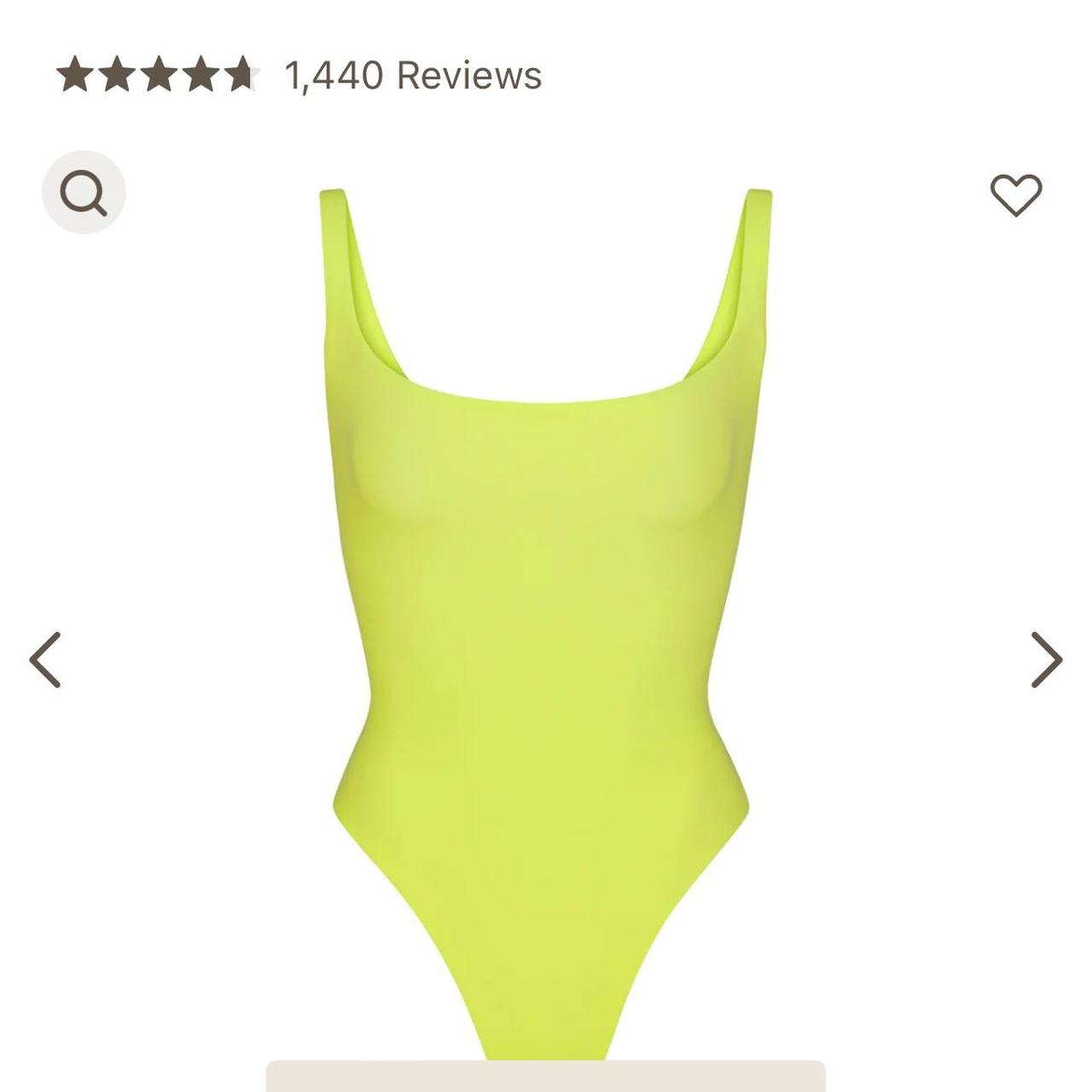 Skims FITS EVERYBODY SQUARE NECK BODYSUIT | GREEN... - Depop