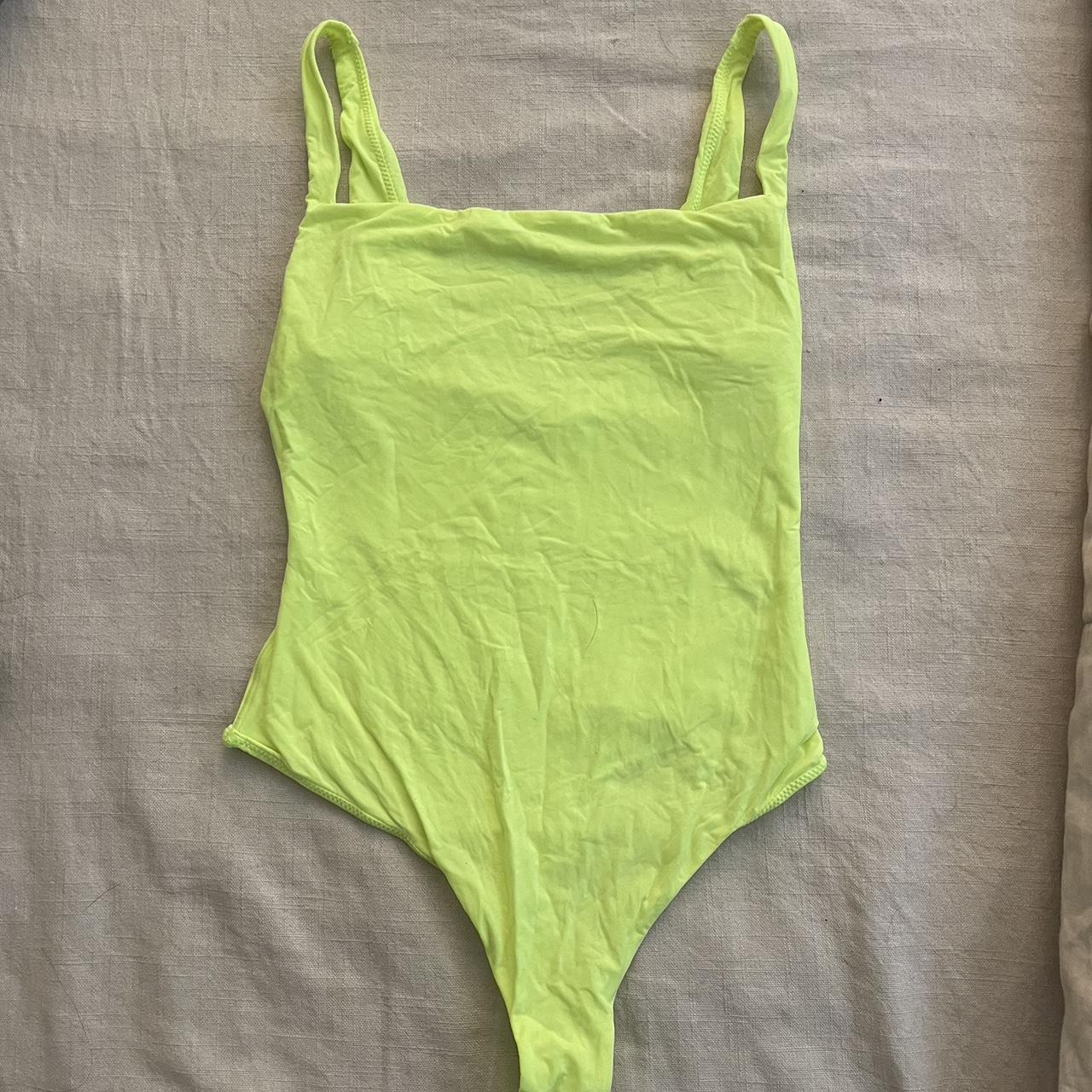 Skims FITS EVERYBODY SQUARE NECK BODYSUIT | GREEN... - Depop