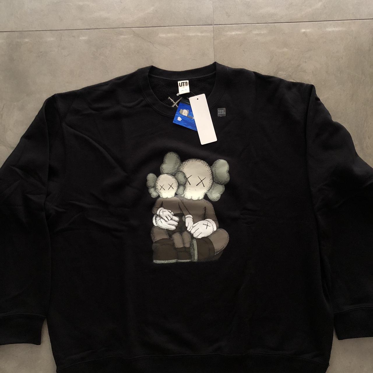 Uniqlo x Kaws Black Crewneck Sweater Size XXL From... - Depop