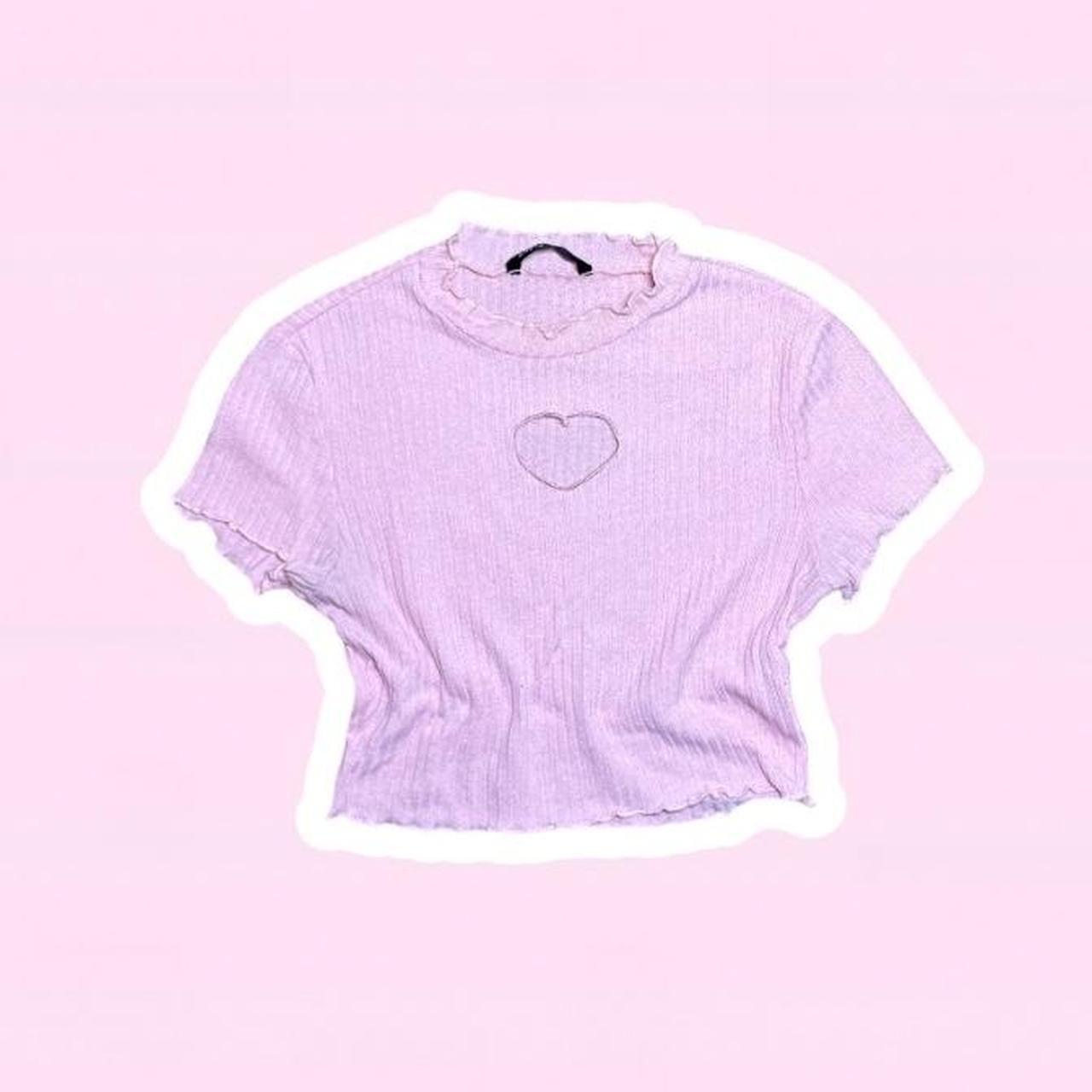 Pink heart cut out crop top #heart #pink #cute - Depop