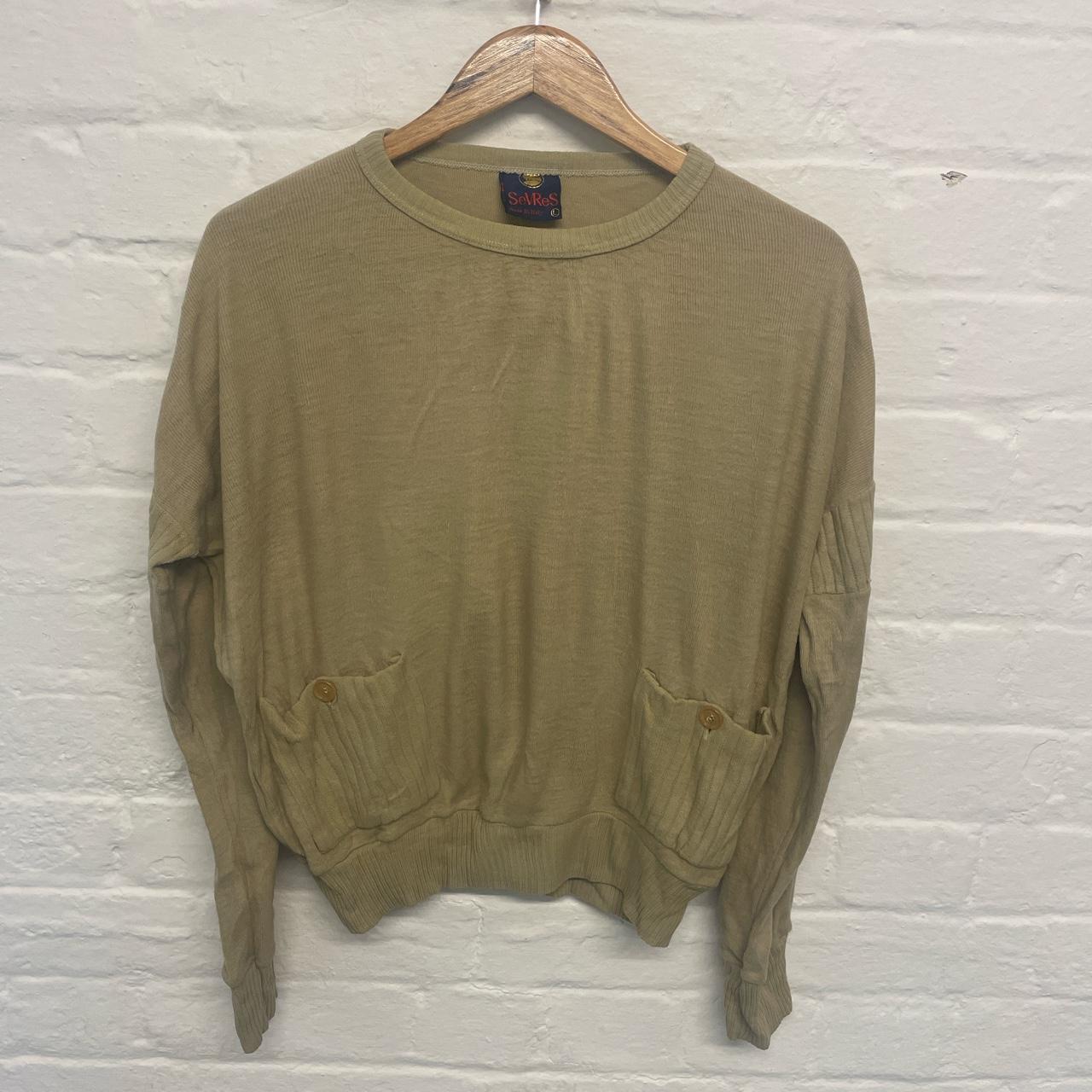 Vintage Italian Jumper size L Utility Style Beige... - Depop