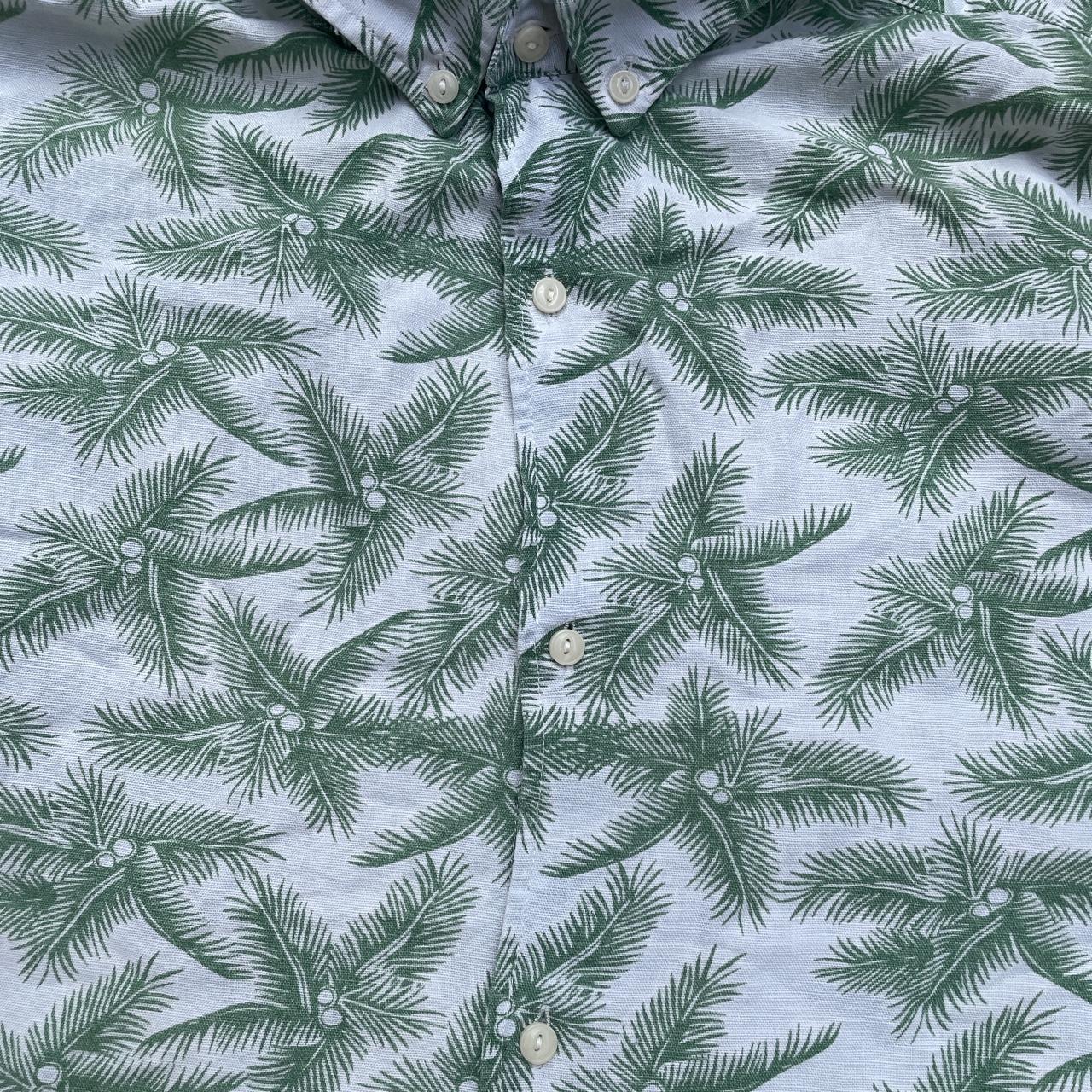 Vintage Linen Palm Tree Print Shirt 3XL excellent... - Depop