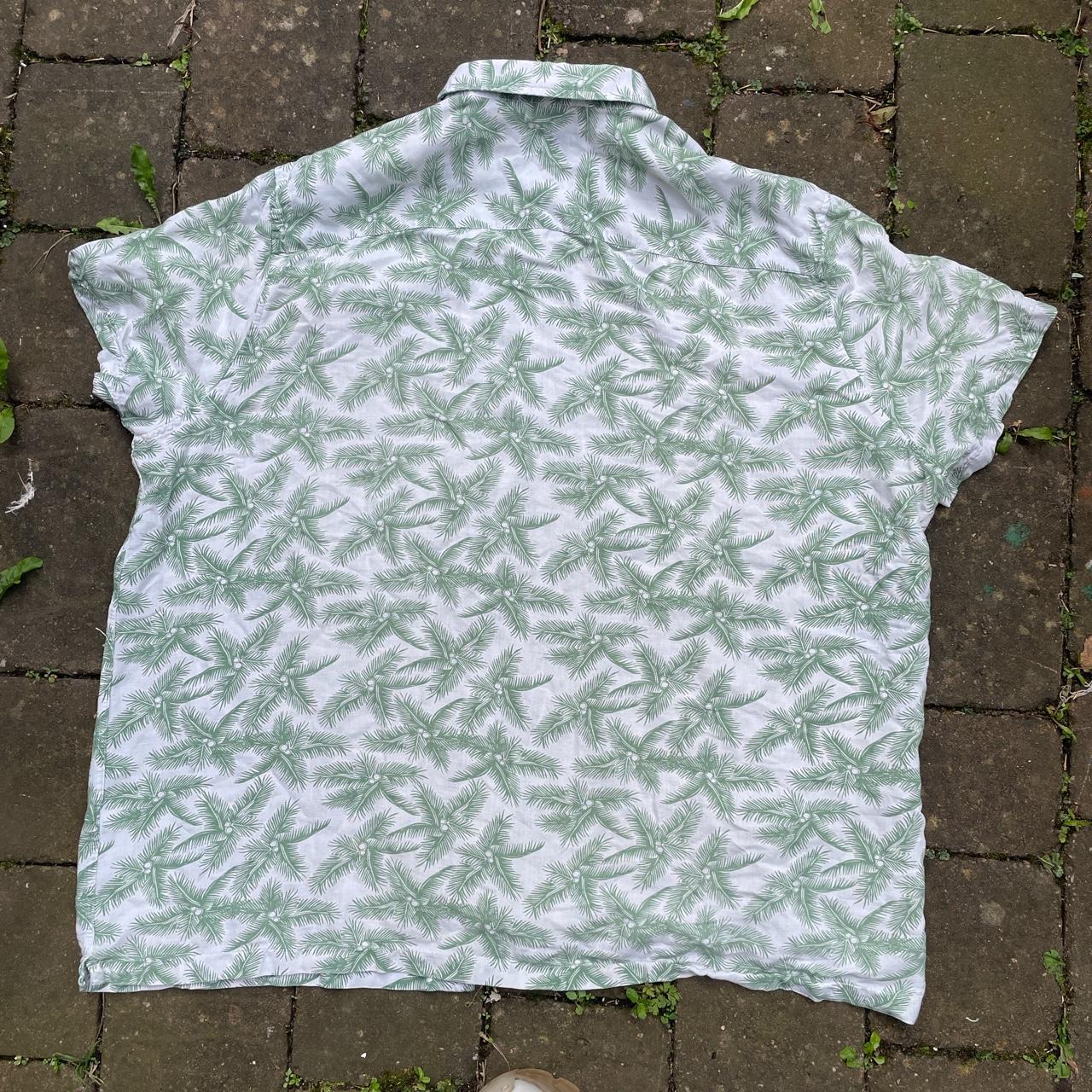 Vintage Linen Palm Tree Print Shirt 3XL excellent... - Depop