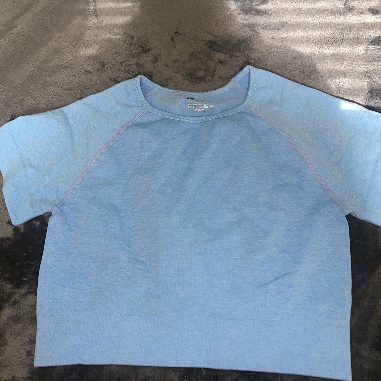 cropped electric blue workout top (M fits like SM)... - Depop