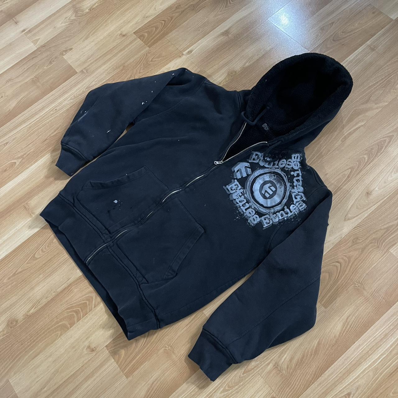 Y2K Etnies zip up hoodie Y2K goth hoodie Y2K fur... - Depop