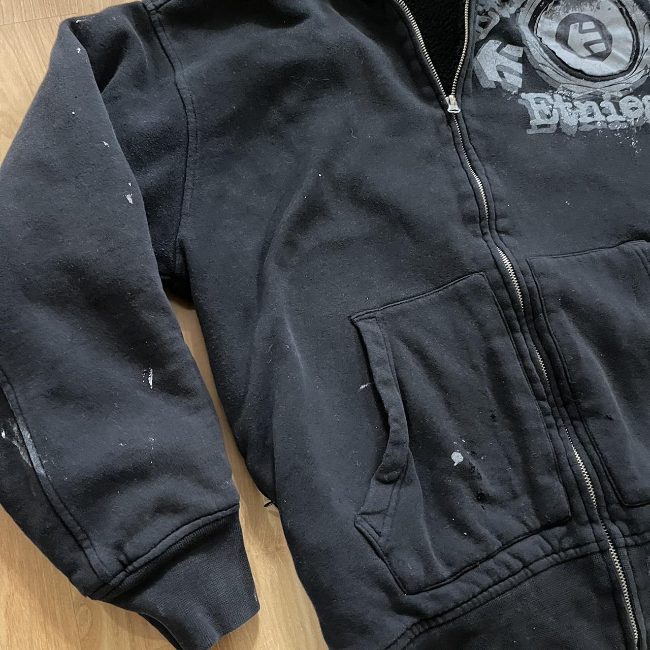 Y2K Etnies zip up hoodie Y2K goth hoodie Y2K fur... - Depop